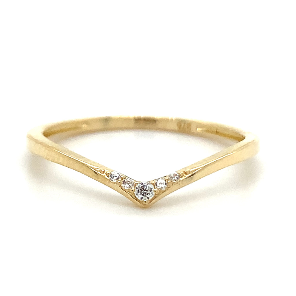 9ct Yellow Gold Cz Wishbone Ring – Tadgh O Flynn Jewellers