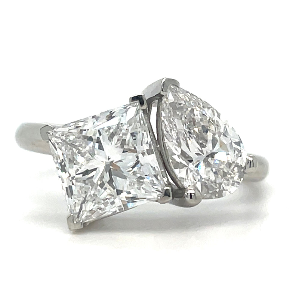 Indigo - Platinum 3ct Laboratory Grown Princess and Pear Diamond Ring ...