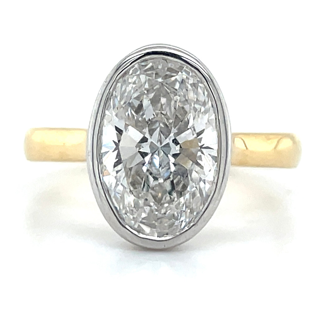 Isabelle - 18ct Yellow Gold 3.06ct Laboratory Grown Oval Diamond Bezel ...