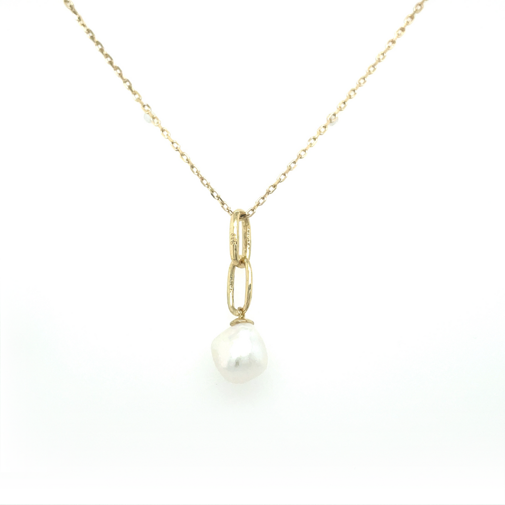 9ct Yellow Gold Pearl Link Pendant – Tadgh O Flynn Jewellers